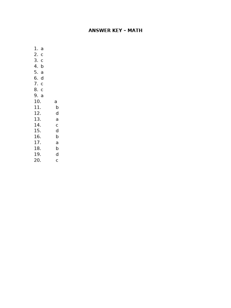 Answer Key Math | PDF