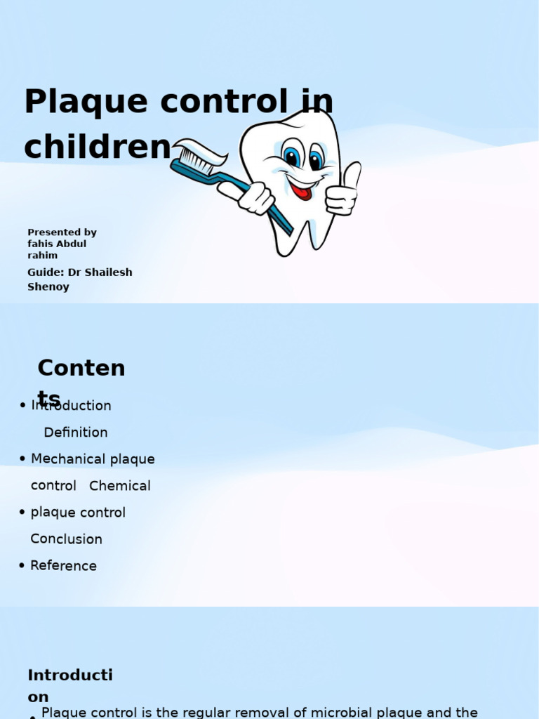 Pediatric Plaque Control Guide | PDF | Toothbrush | Oral Hygiene