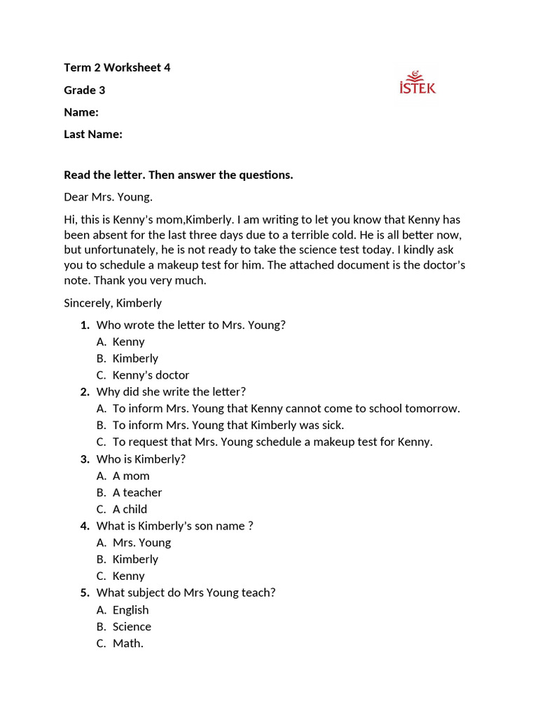 Grade 3 Term 2 Worksheet 4 | PDF