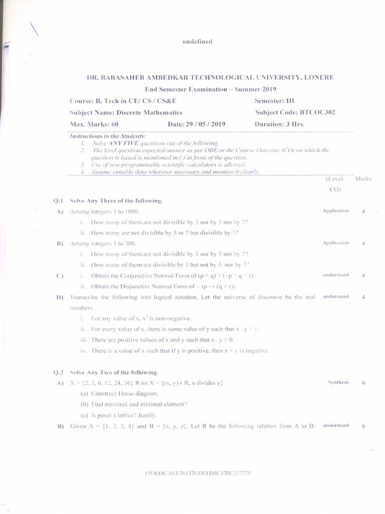 Discrete Mathematics - 29-5-190001 | PDF