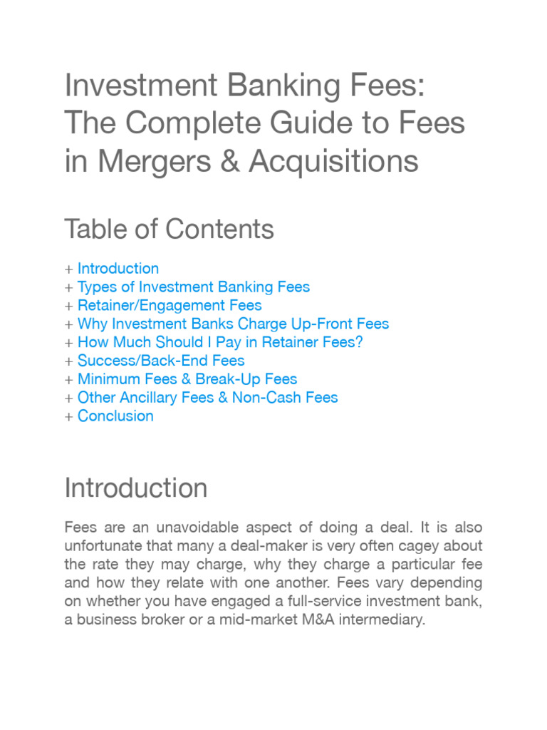 Investment Banking Fees Charter | PDF | Banks | Mergers And Acquisitions