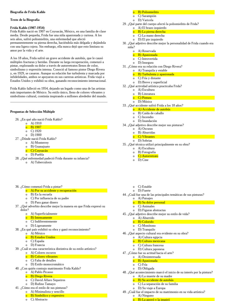5°biografía de Frida Kahlo | PDF