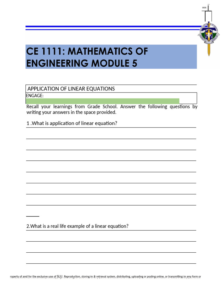 Module 5 Applications of Linear Equations | PDF | Triangle