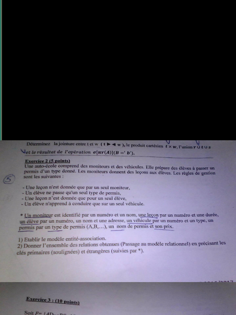 Examen Module BDD Univ Skikda Promo 2016-2017 | PDF