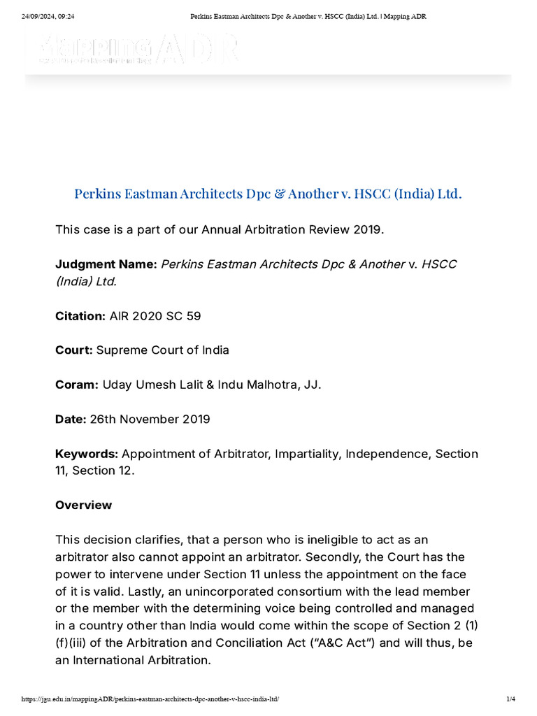 Perkins Eastman Architects Dpc & Another v. HSCC (India) Ltd. _ Mapping ...