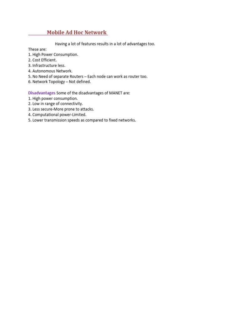 U3.10___Pros - Cons of MANET | PDF