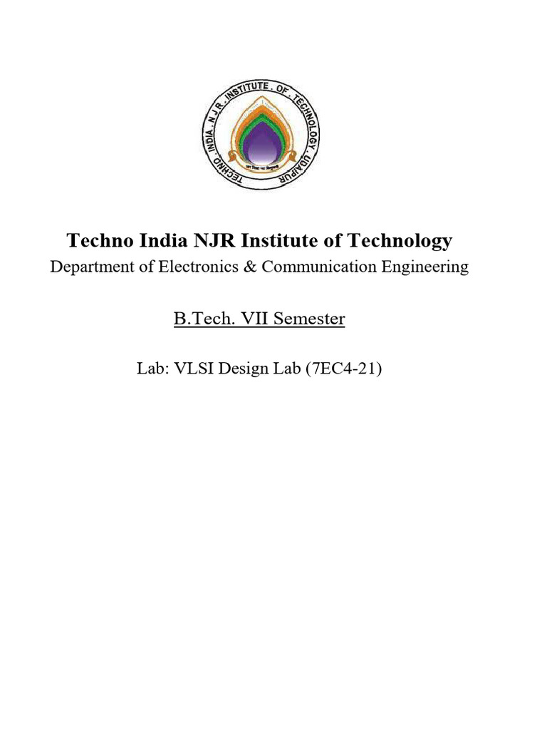 7ec4-21 Vlsi Design Lab | PDF | Vhdl | Hardware Description Language