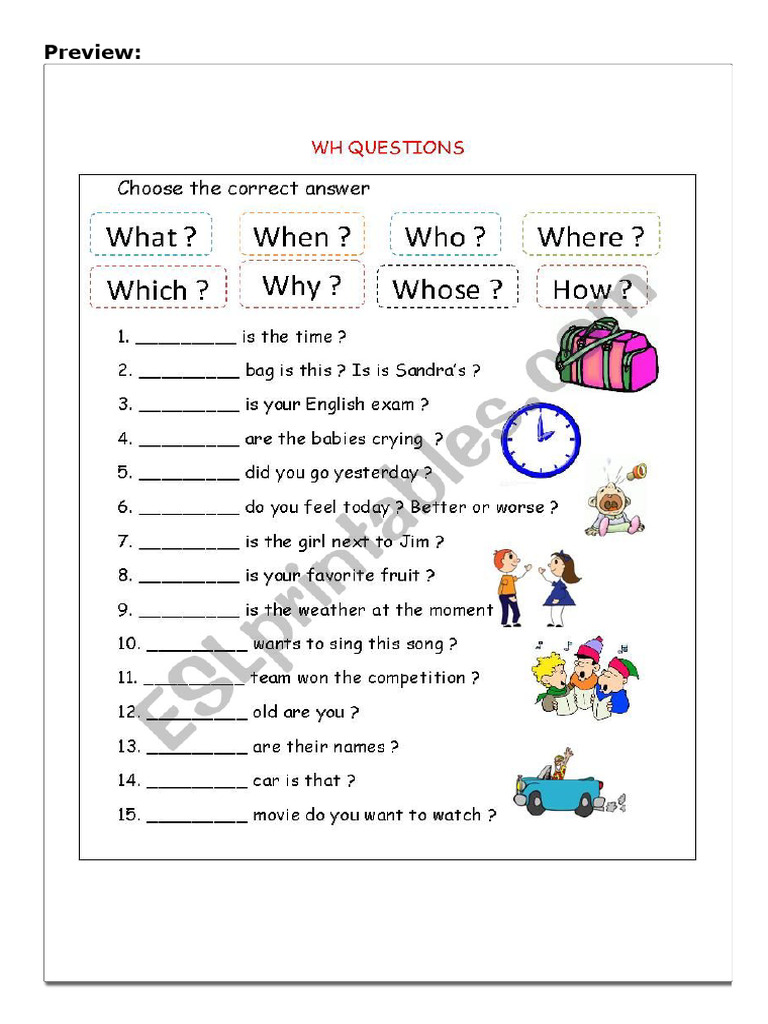 WH Questions - ESL Worksheet by Bloodsugar | PDF