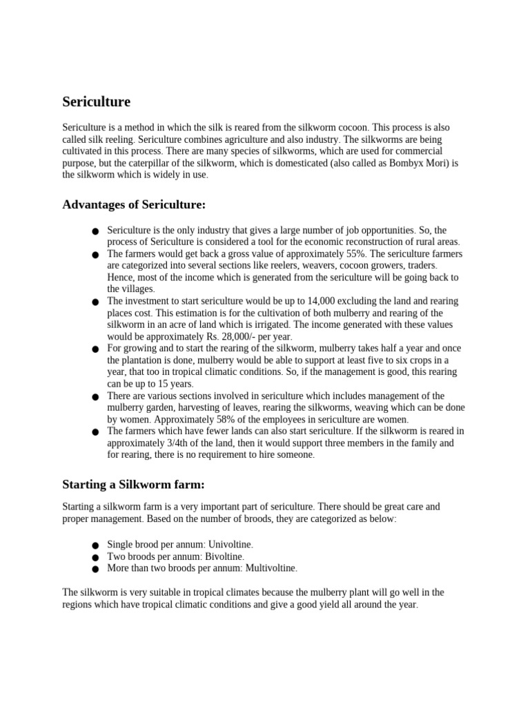 Sericulture: Economic Benefits and Practices | PDF | Net Present Value ...