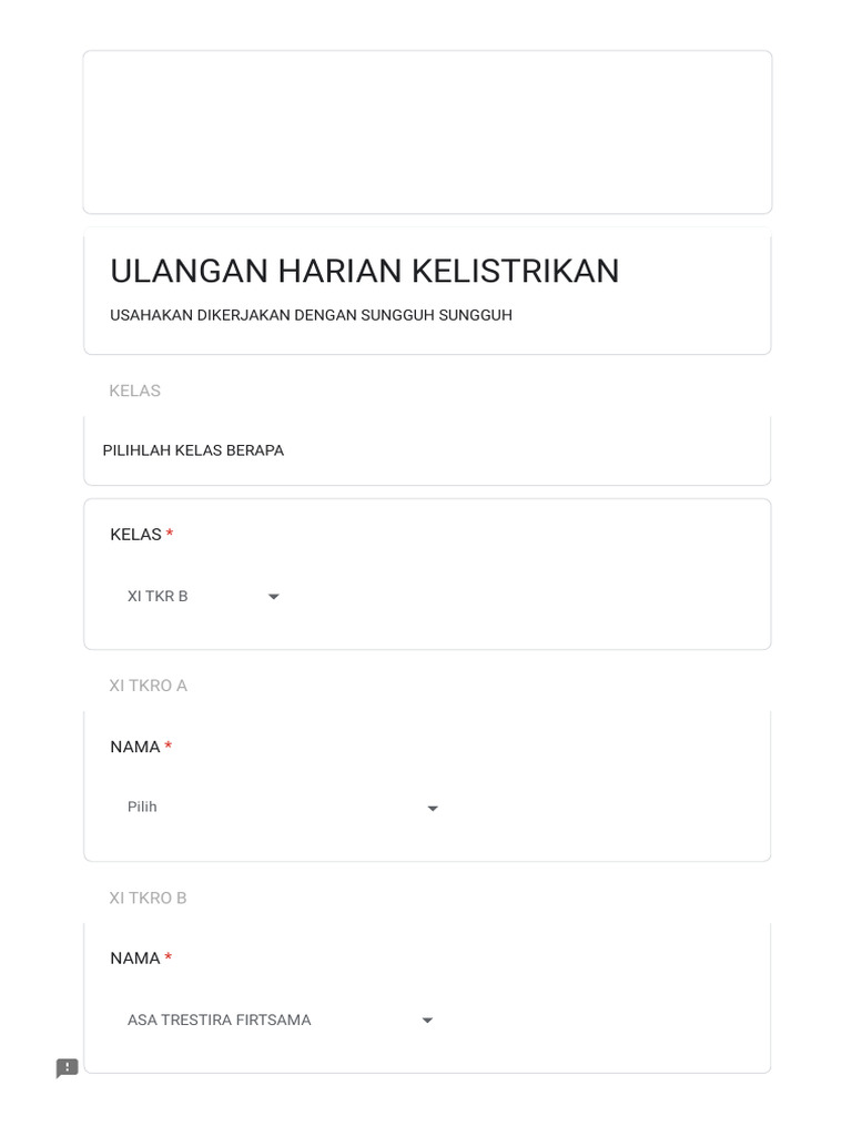 Ulangan Harian Kelistrikan | PDF