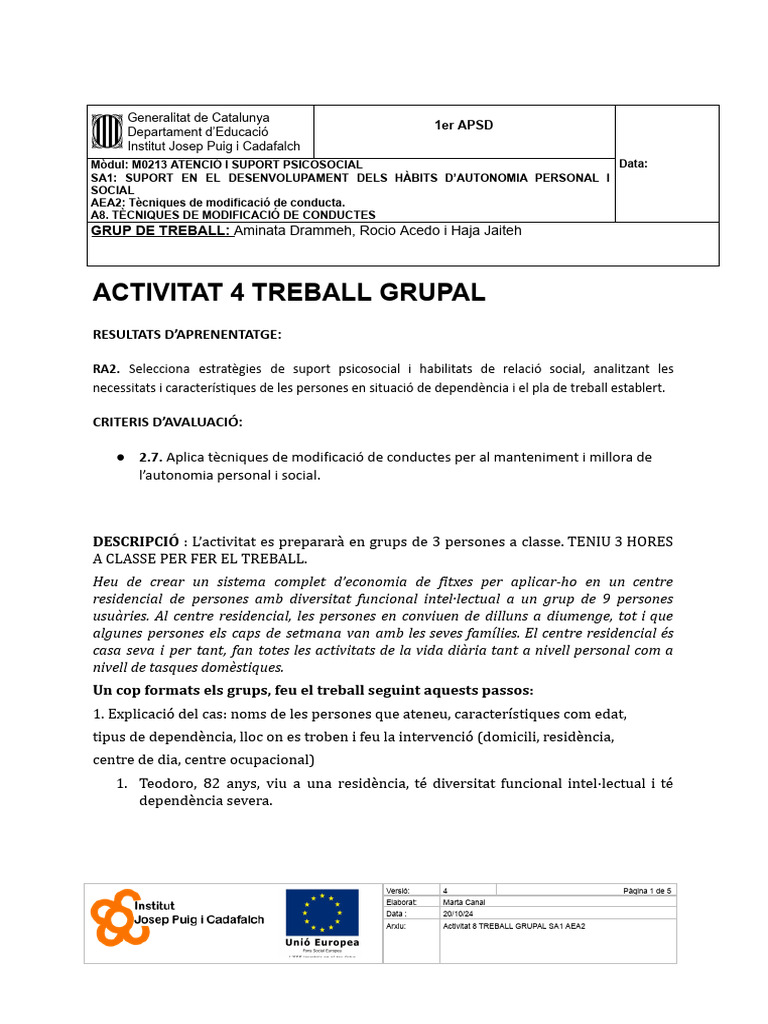 Activitat 8 TREBALL GRUPAL SA1 AEA2 | PDF
