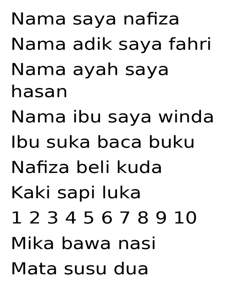 Lembar Belajar Nafiza | PDF