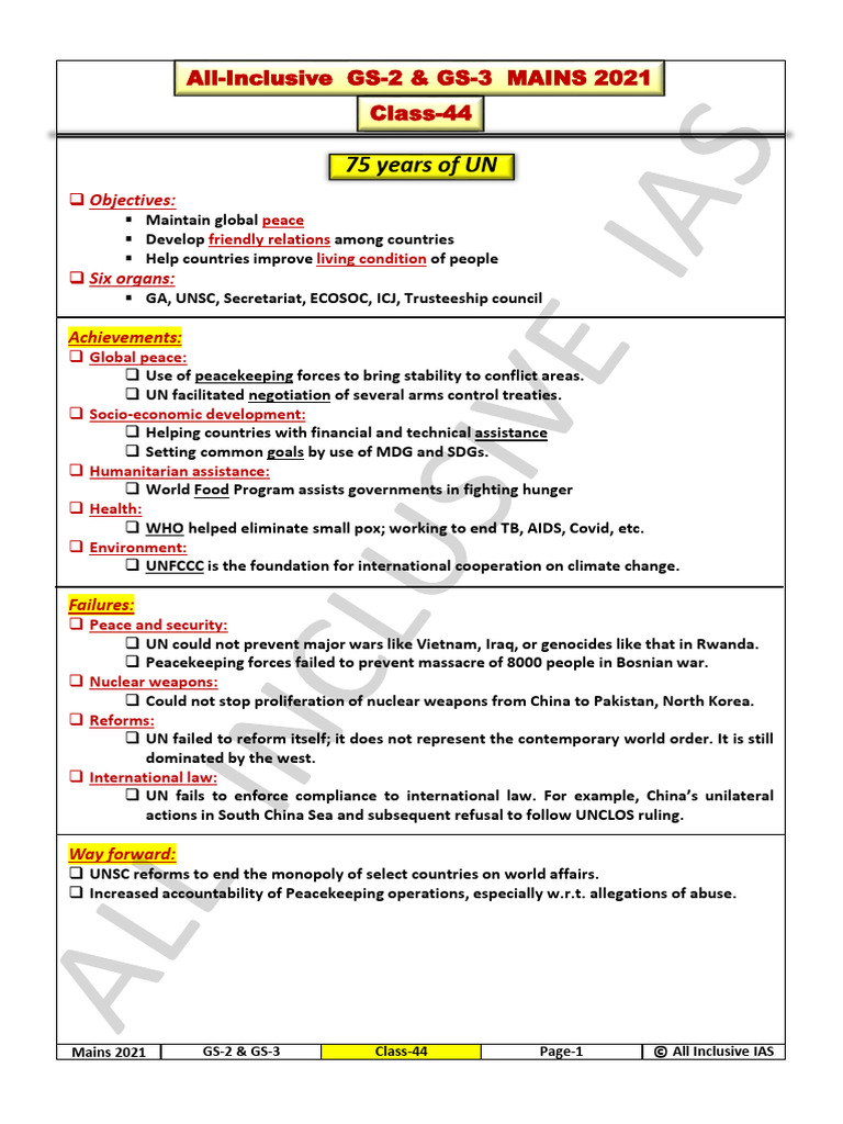 Class 44 Mains 2021 | PDF | Treaty On The Non Proliferation Of Nuclear ...