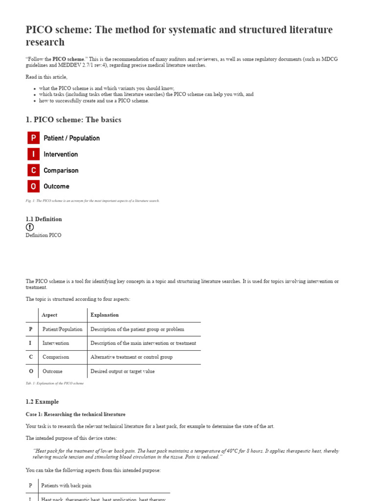 PICO scheme_ The method for systematic and structured literature ...