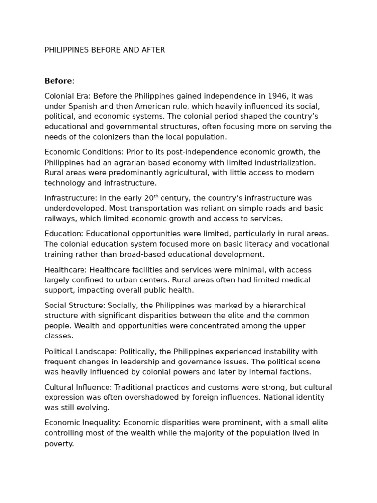 Philippines Before and After | PDF | Economic Growth | Philippines
