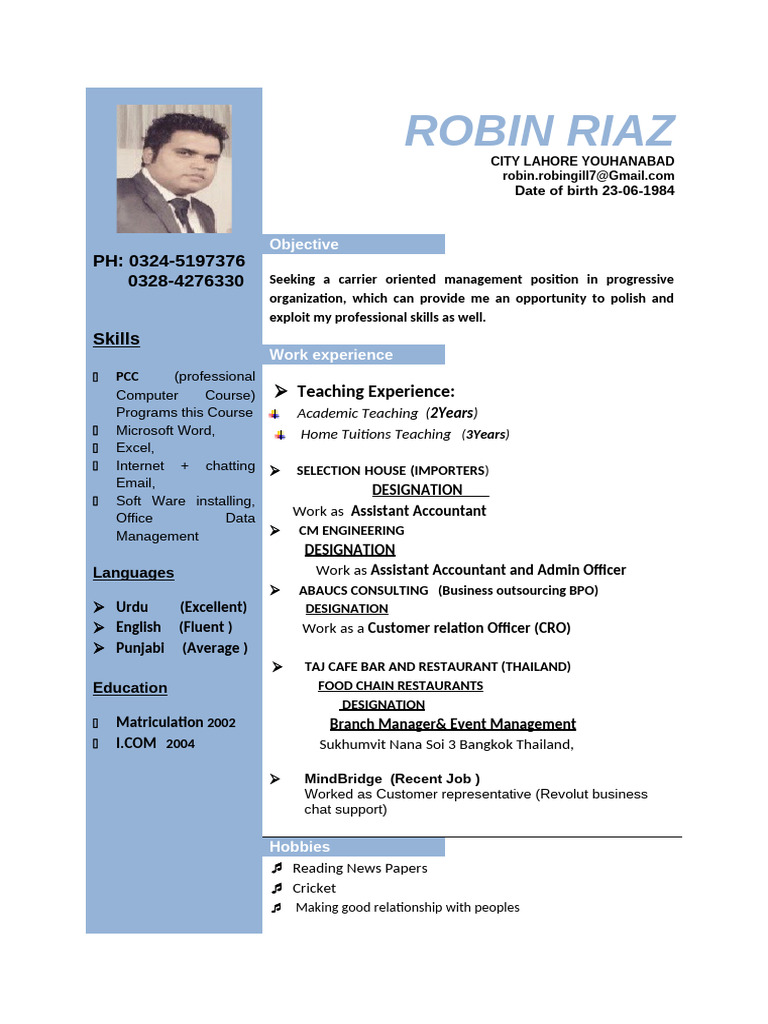 Newly Updated CV Robin | PDF