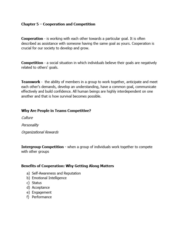 Chapter 5 - Cooperation and Competition | PDF | Cooperation | Negotiation