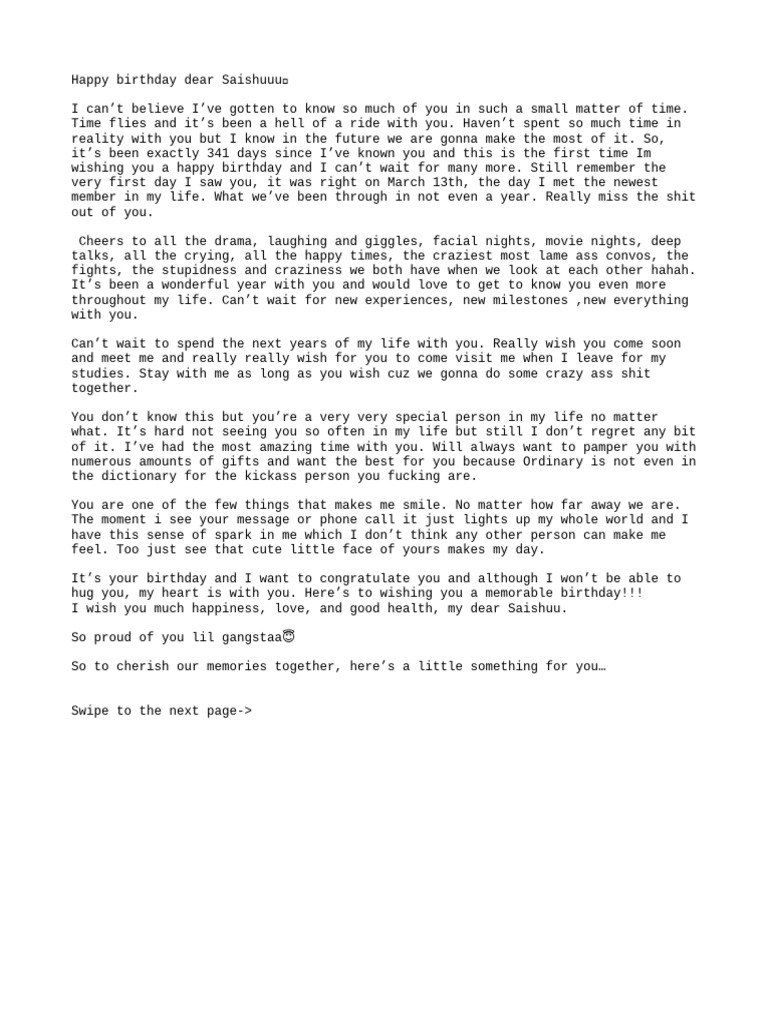 Message For The Birthday Girl | PDF