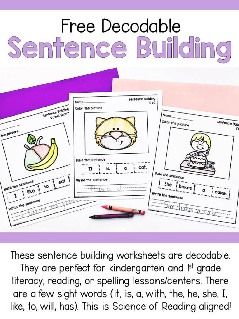 FreeDecodableSentenceBuildingWorksheetsSentenceBuildingActivity 1 | PDF