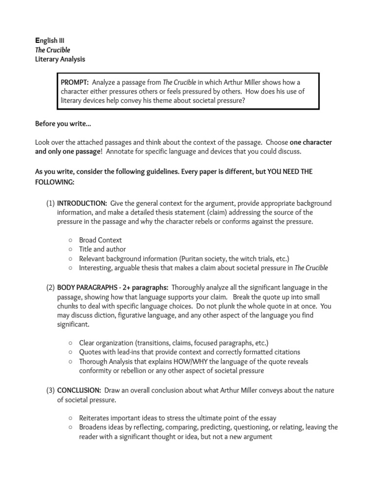 Crucible Lit Analysis (1) | PDF | Citation | Essays