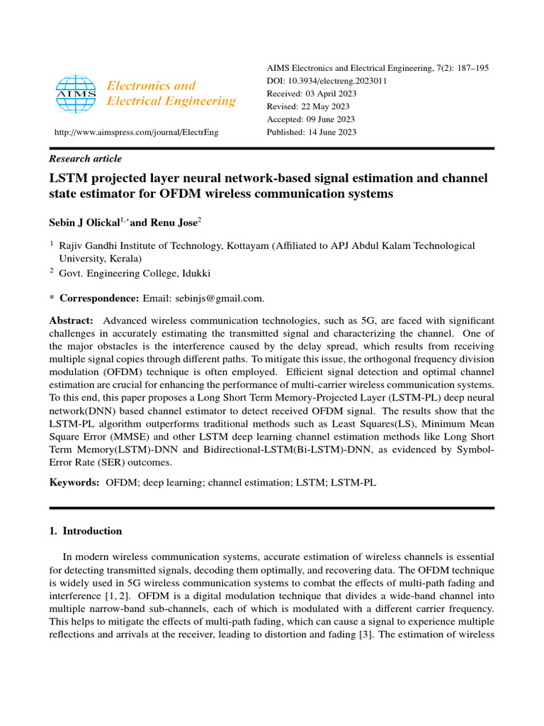 10.3934 Electreng.2023011 | PDF | Orthogonal Frequency Division ...