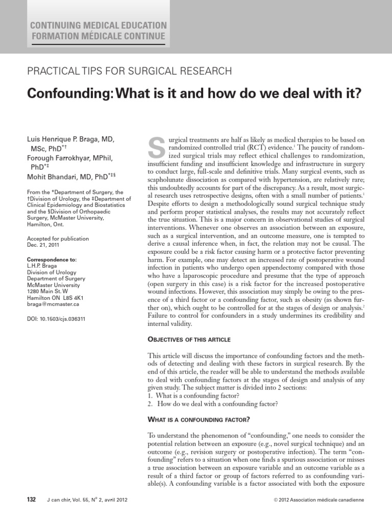 6.3 Confounding - What Is It and How Do We Deal With It | PDF ...