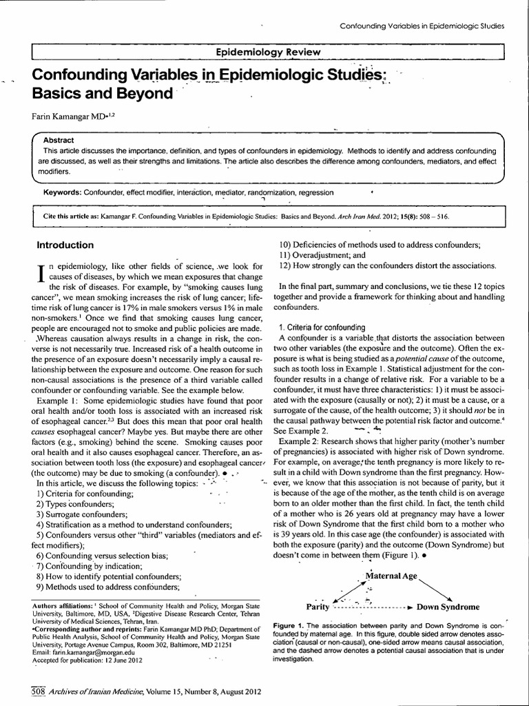 Confounding Variables in Epidemiology | PDF | Confounding | Epidemiology