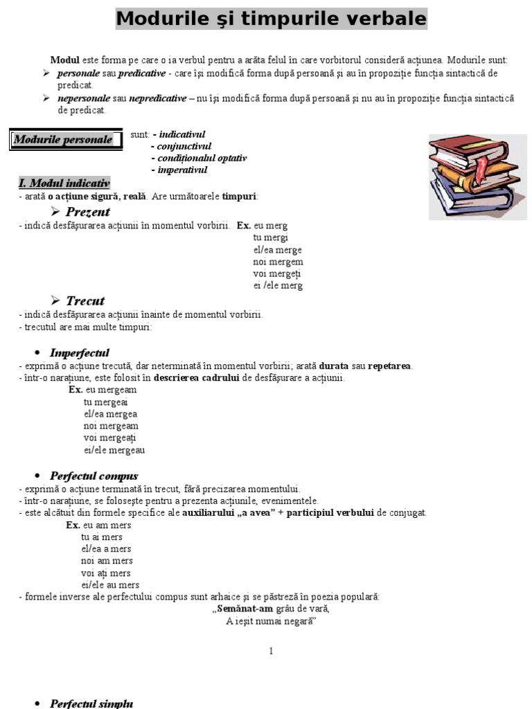 Modurile Si Timpurile Verbale | PDF