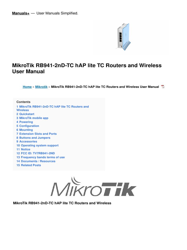 rb941 2nd TC Hap Lite TC Routers and Wireless Manual | PDF ...