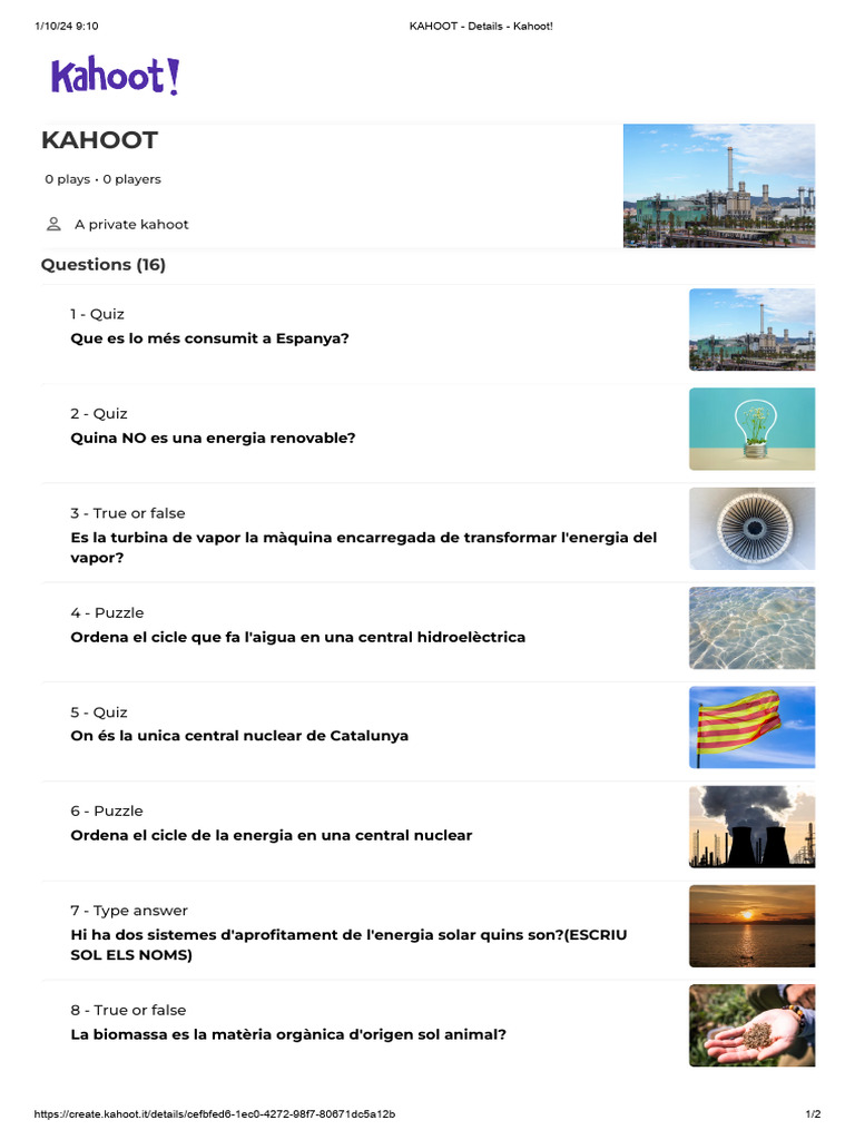 Kahoot - Energia | PDF