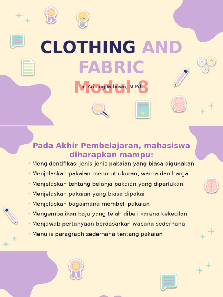 Modul 8 - Clothing and Fabric | PDF