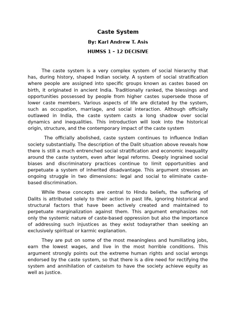 POsition Paper | PDF | Caste | Discrimination & Race Relations