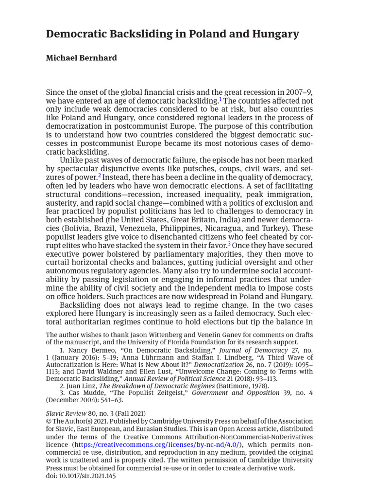 Democratic Backsliding in Pola | PDF | Democratization | Authoritarianism
