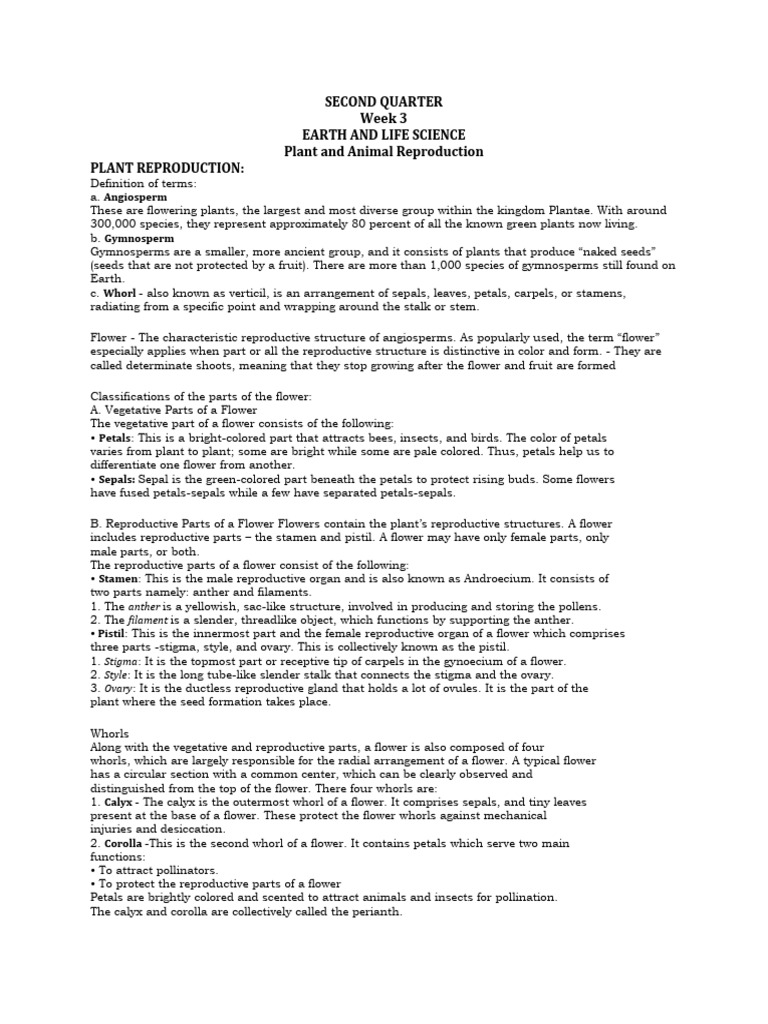 Plant and Animal Reproduction Overview | PDF | Flowers | Plant Reproduction