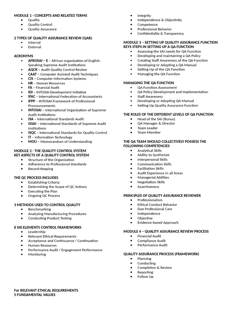 Memorize Reviewer Mor | PDF | Audit | Quality Assurance