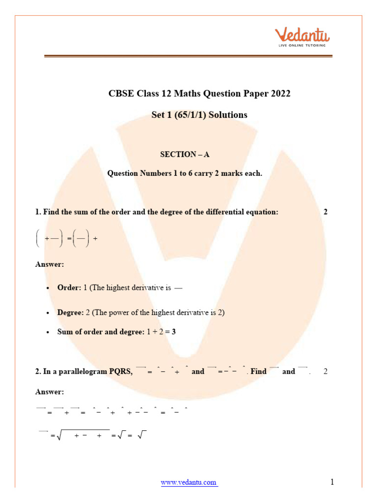 CBSE Class 12 Maths Solutions | PDF | Area | Equations