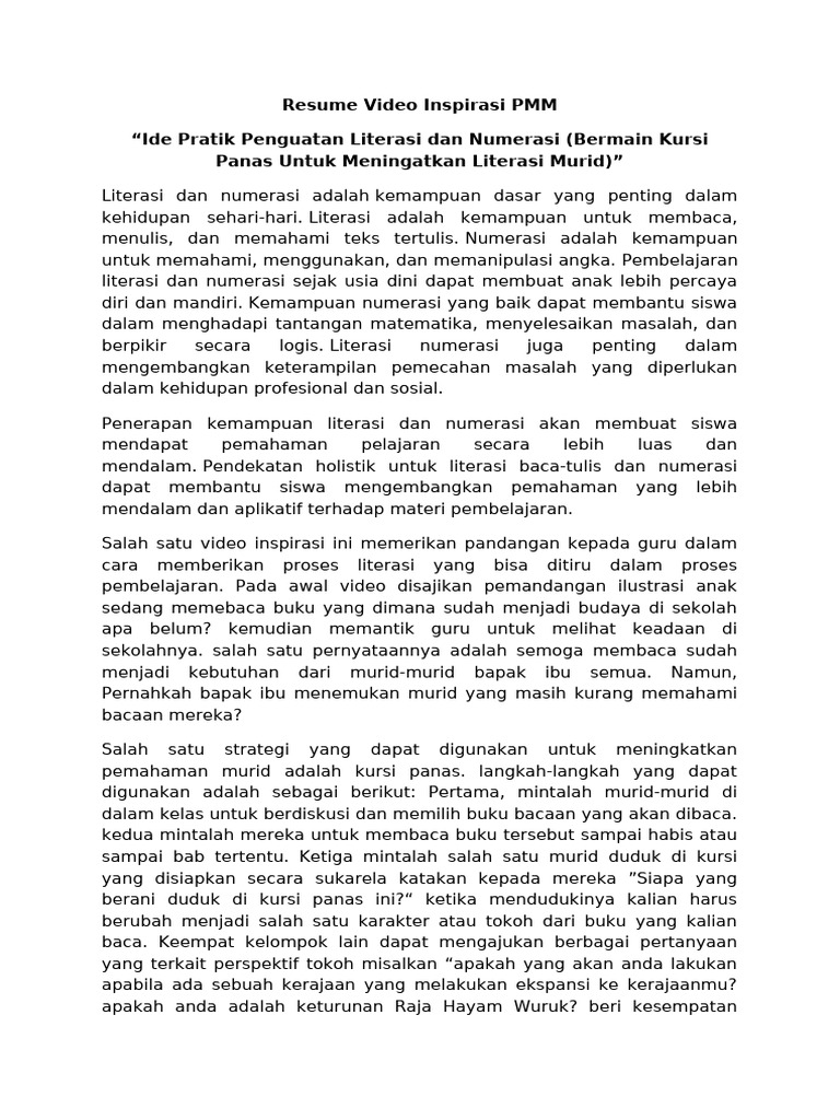 Resume Video Inspirasi PMM | PDF