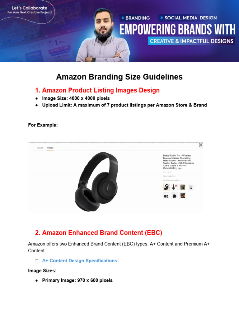 Amazon Branding Size Guidelines | PDF