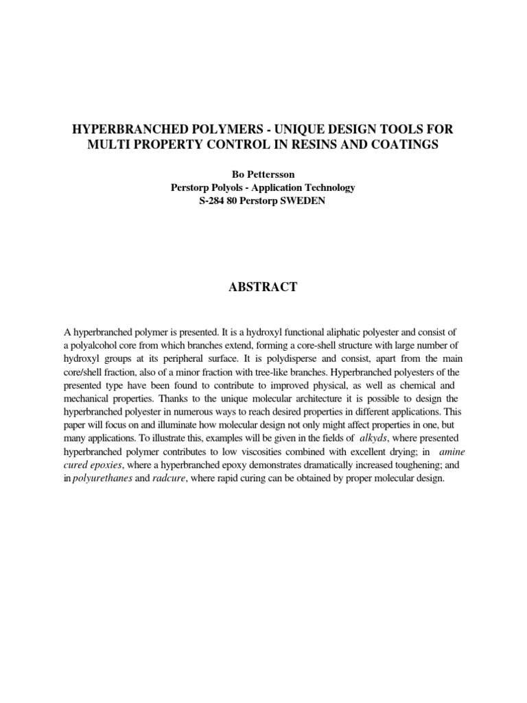Hyperbranched Polymers in Coatings Design | PDF | Epoxy | Polymers