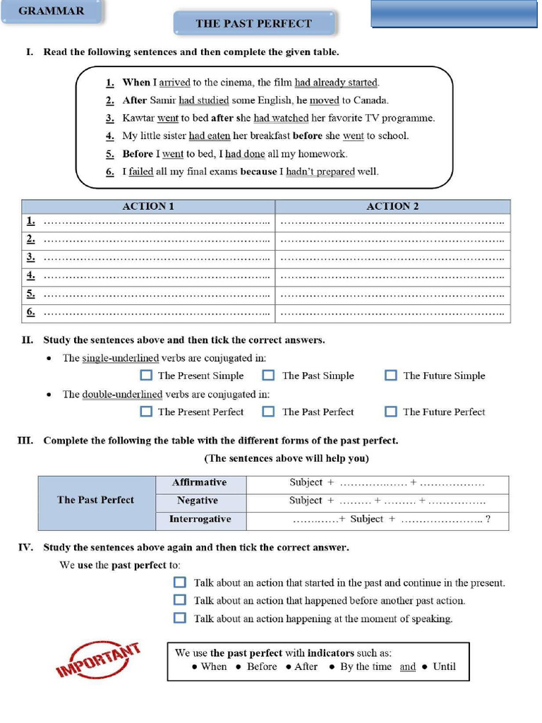 Past Perfect Simple | PDF