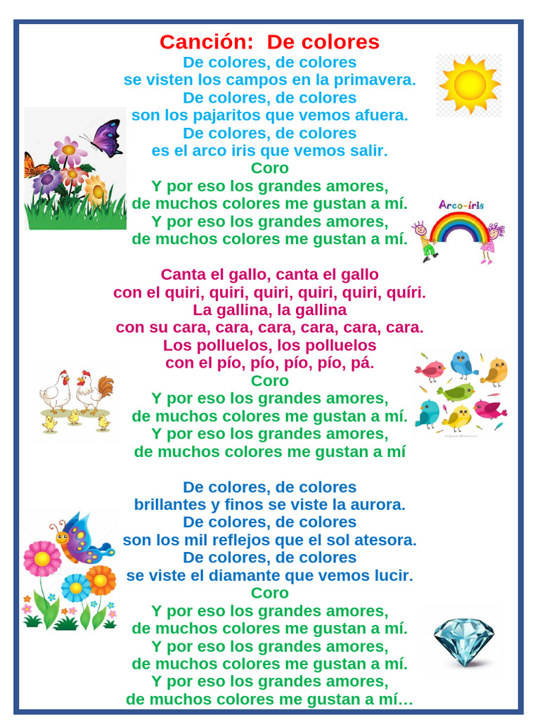 De colores: letra de la canción | PDF