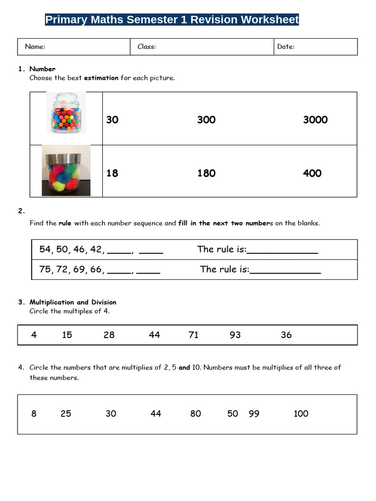 Maths Semester 1 Test Revision Worksheet | PDF | Area | Geometry