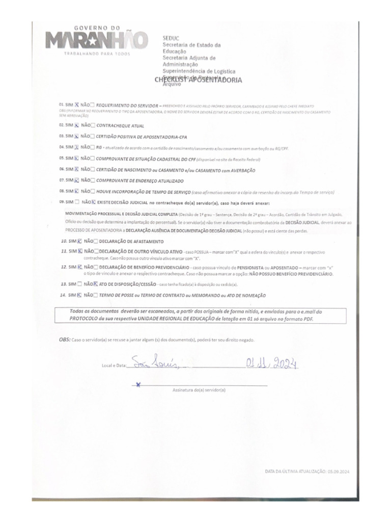 Formulario Preenchido | PDF