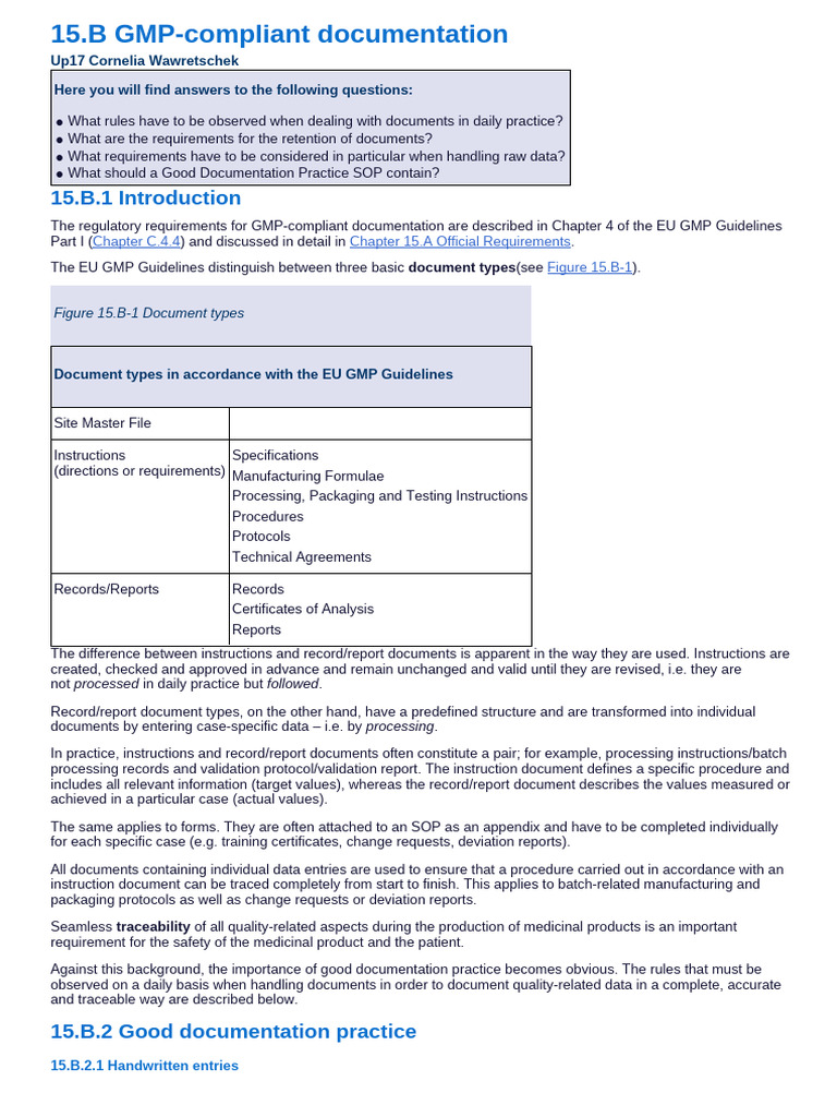 15.B GMP-compliant Documentation | PDF | Data | Paper