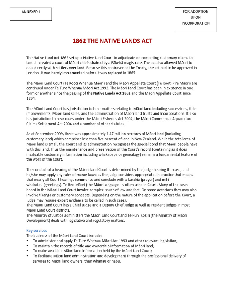 Overview of the Native Lands Act 1862 | PDF | Public Law | Indigenous ...