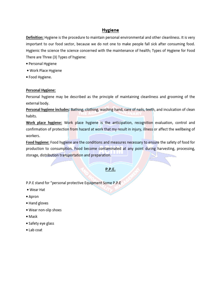 Hygiene (Theory of Baking) | PDF