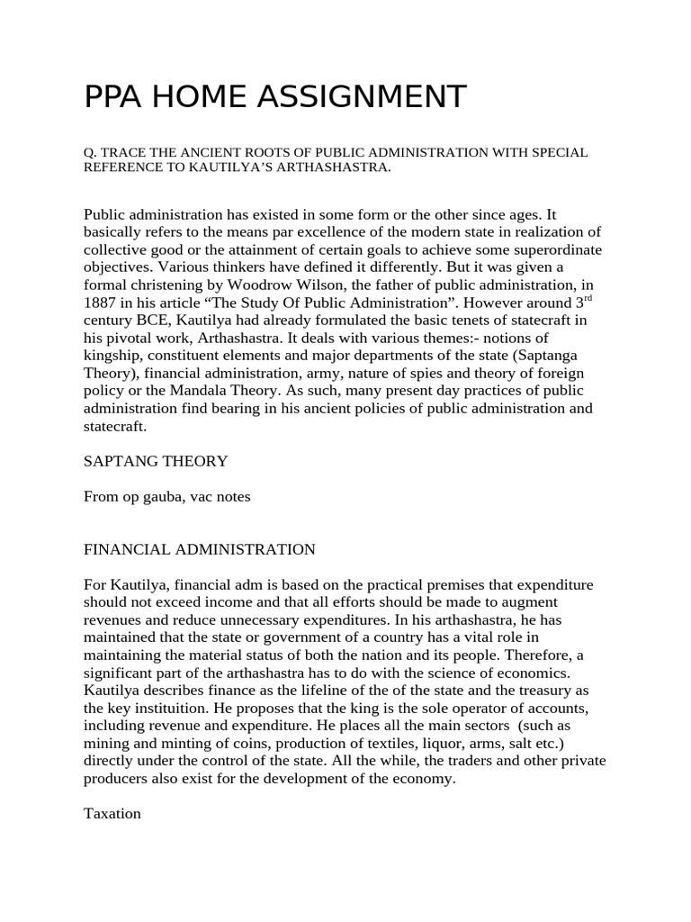 Ppa Home Assignment Pdf Taxes Public Administration