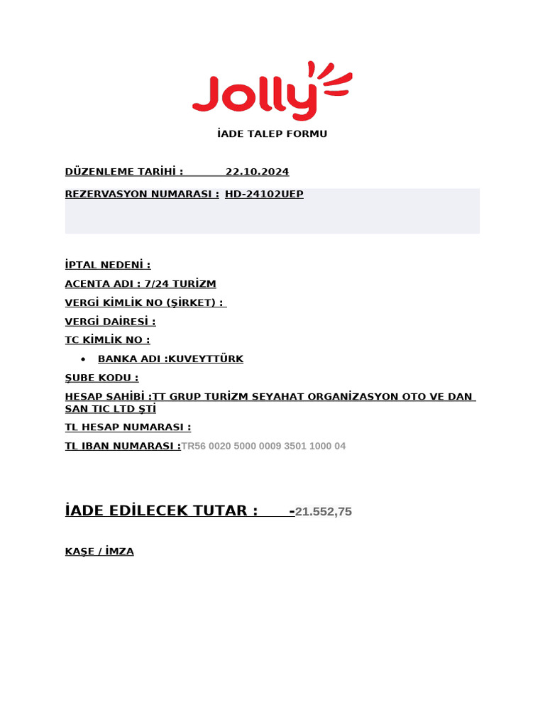 Naki̇t İade Formu Yeni̇ | PDF