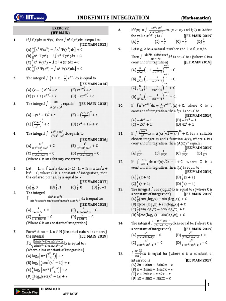 Sheet - 02 - Indefinite Integration | PDF | Mathematics | Area