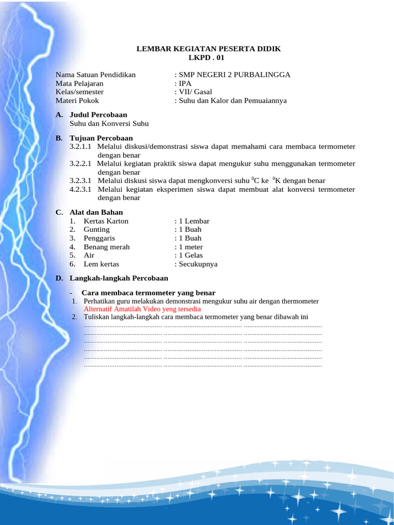 1b. LKPD MEMBACA TERMOMETER Ok | PDF